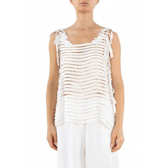 Aviu | Tops | New Aviu Womens Cube Eyelet Tank Blouse In White | Poshmark